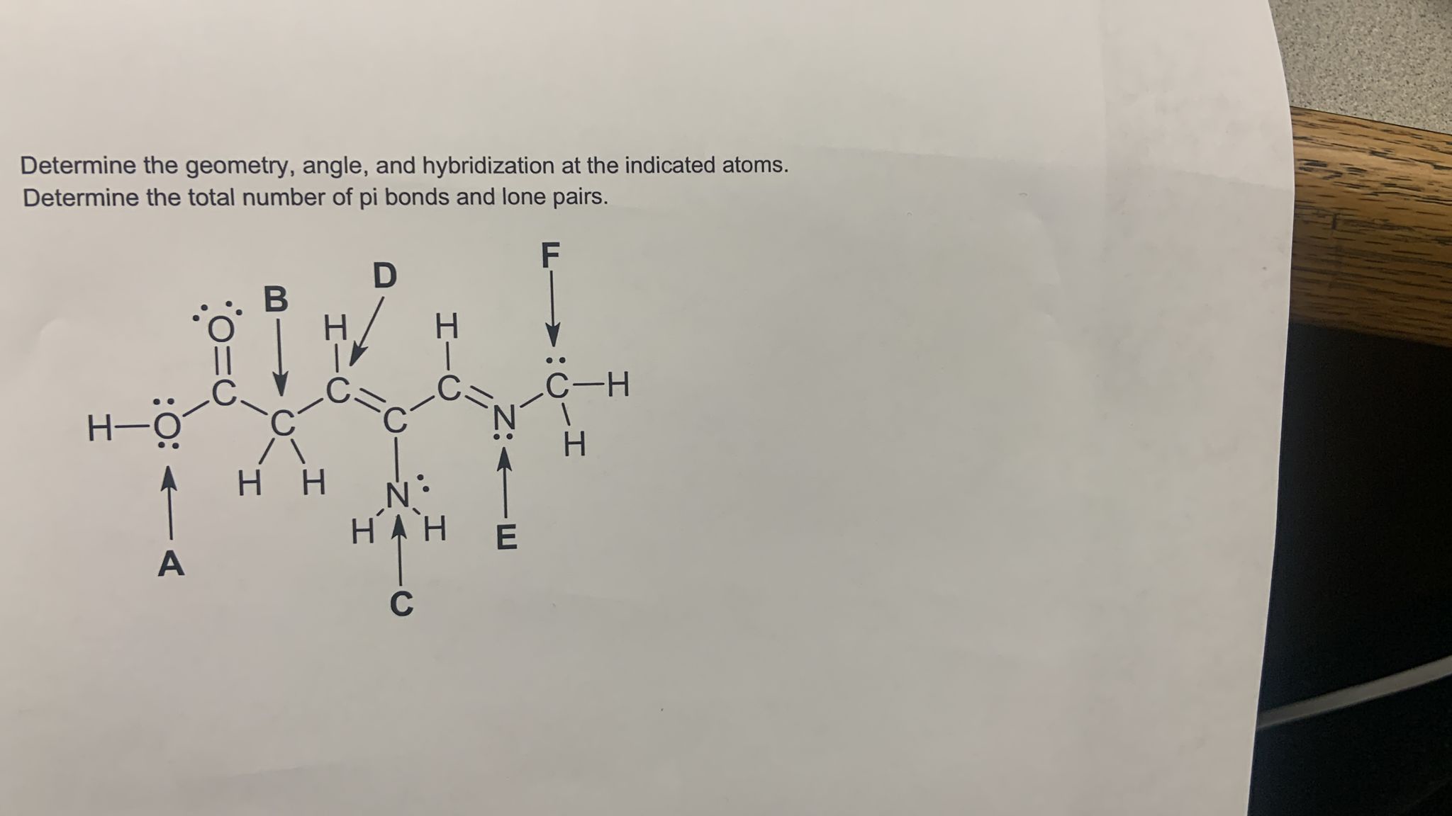 Solved Determine the geometry, angle, and hybridization at | Chegg.com