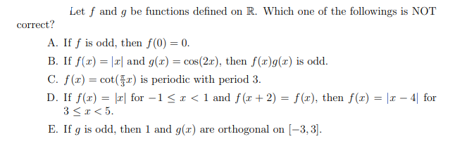 Solved Let F And G Be Functions Defined On R Which One Of 