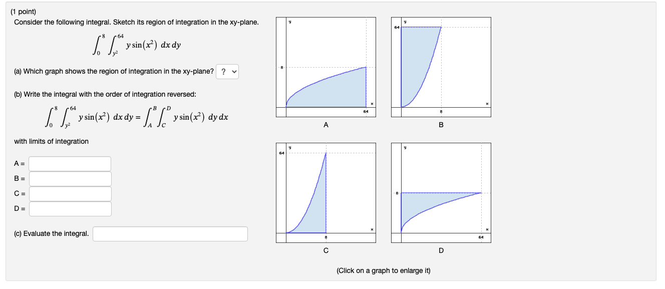Solved (1 point) Consider the following integral. Sketch its | Chegg.com
