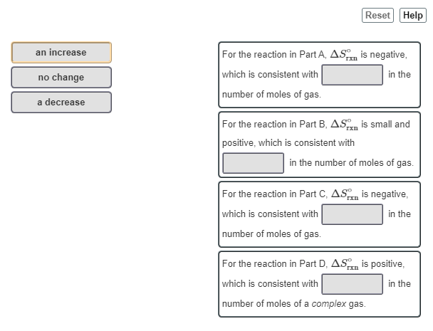 Solved Reset Help an increase no change For the reaction in | Chegg.com