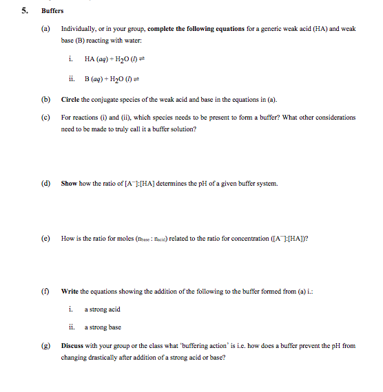 Solved Buffers (a) Individually, or in your group, complete | Chegg.com