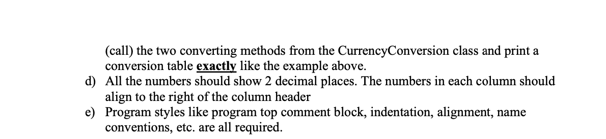 Solved 2. Write a program to display a currency conversion | Chegg.com