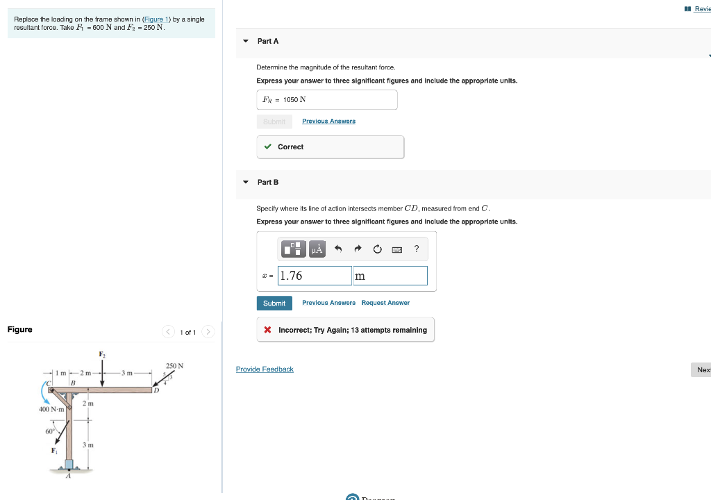 Solved Revie Replace the loading on the frame shown in | Chegg.com