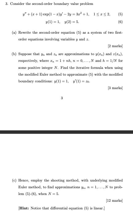 Solved Consider The Second Order Boundary Value Problem Y′′ 0909