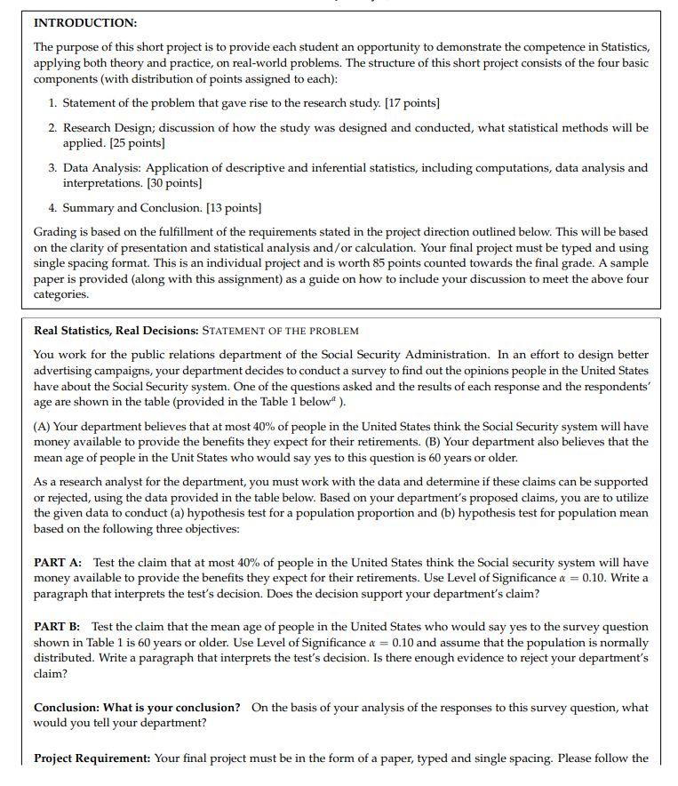 Solved INTRODUCTION: The purpose of this short project is to | Chegg.com