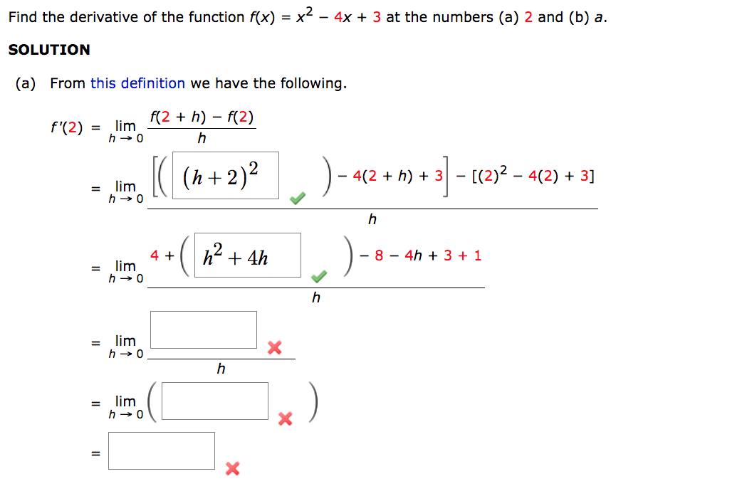 Solved Find the derivative of the function f(x)=x2−4x+3 at | Chegg.com
