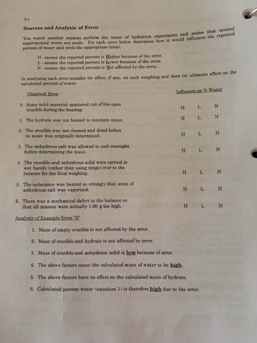 Solved Sources And Analysis Of Error That Several And Notice