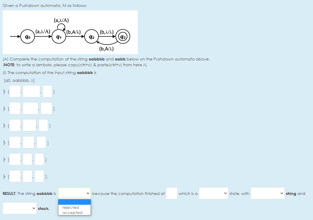 Solved Given a Pushdown automata, M as follows: ------ | Chegg.com