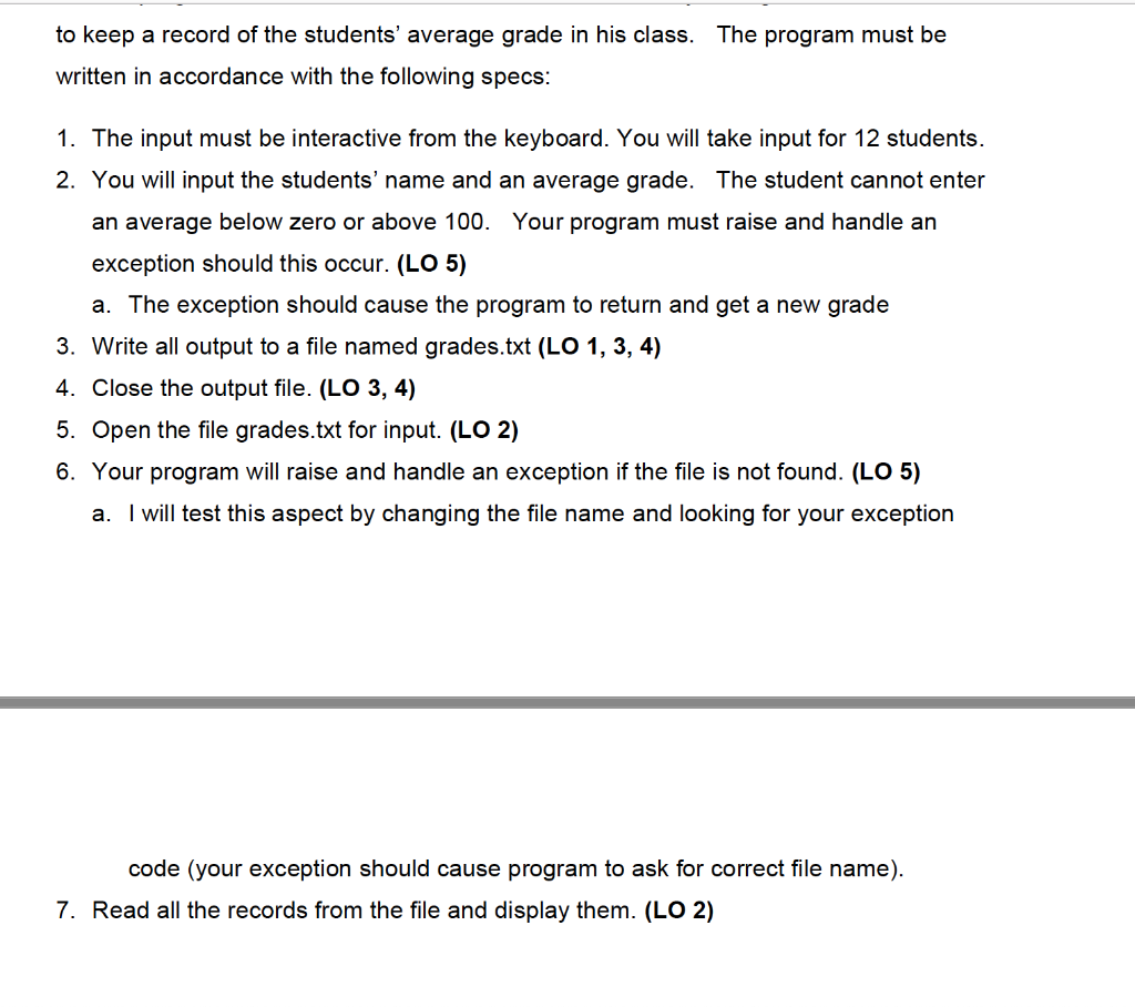 Solved to keep a record of the students' average grade in | Chegg.com