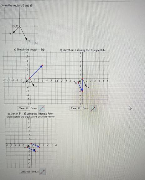 Solved Given the vectors v and w Draw: Draw c) Sketch v−w | Chegg.com