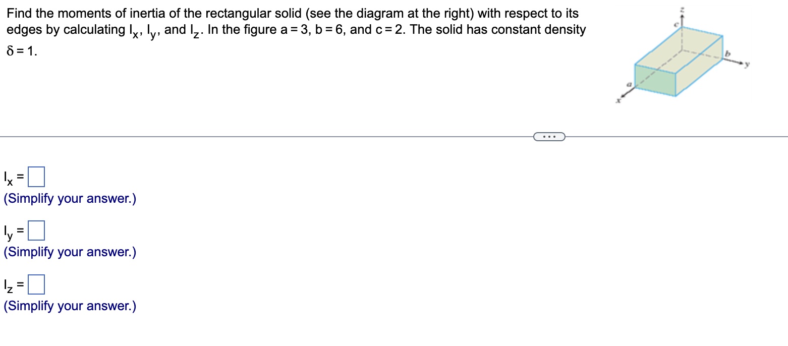 Solved Find the moments of inertia of the rectangular solid | Chegg.com