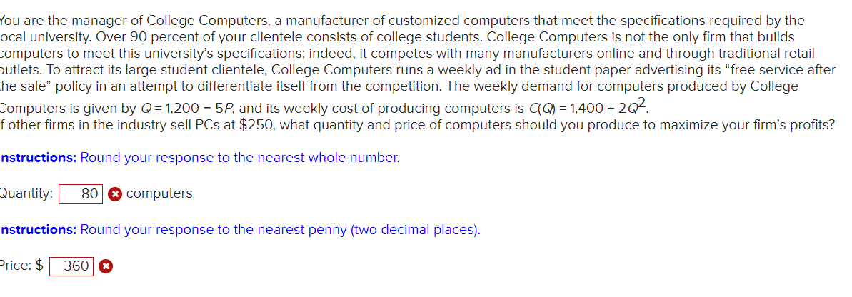 Solved You are the manager of College Computers, a | Chegg.com