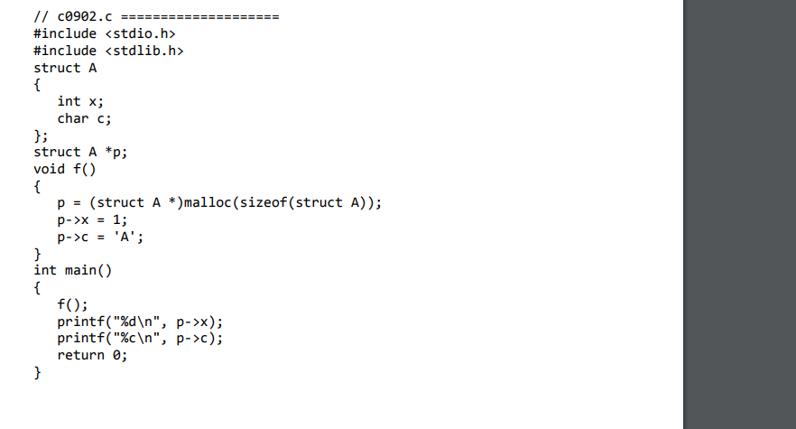 Solved ===== // 0902.C ====== #include #include struct A { | Chegg.com