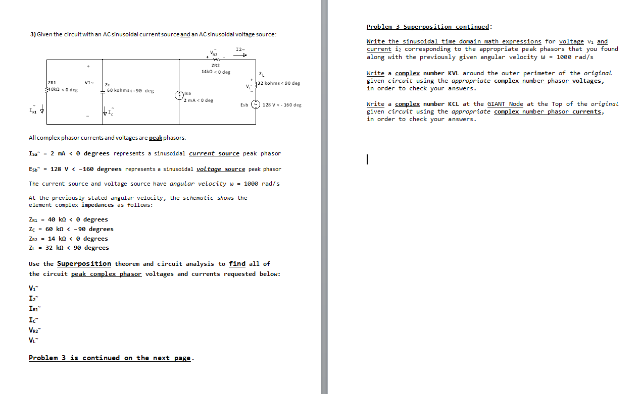 Solved 3) Given the circuit with an AC sinusoidal current | Chegg.com