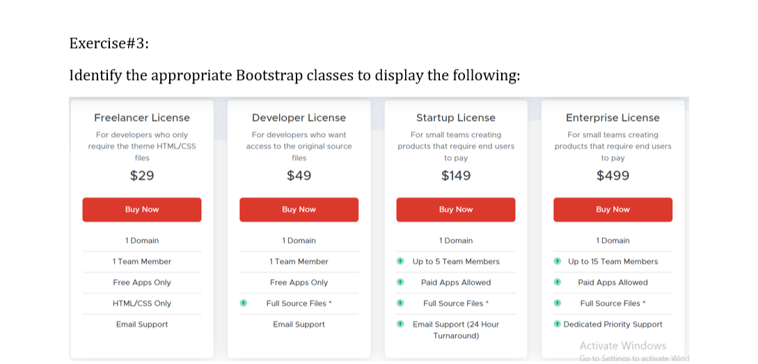 Solved Exercise#3: Identify the appropriate Bootstrap | Chegg.com
