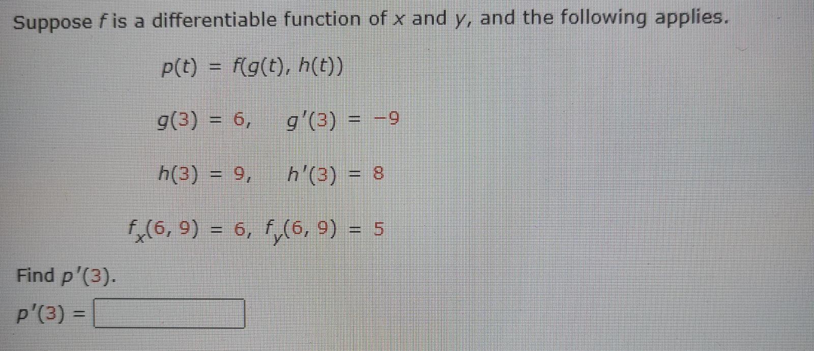 Solved Suppose fis a differentiable function of x and y, and | Chegg.com
