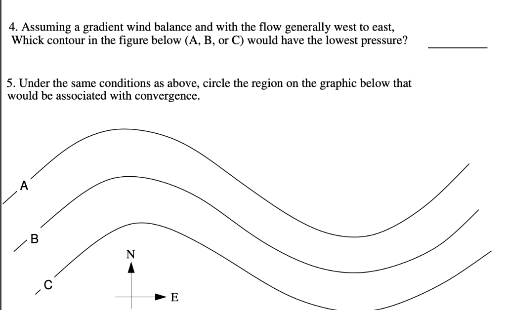 Solved 4. Assuming a gradient wind balance and with the flow | Chegg.com