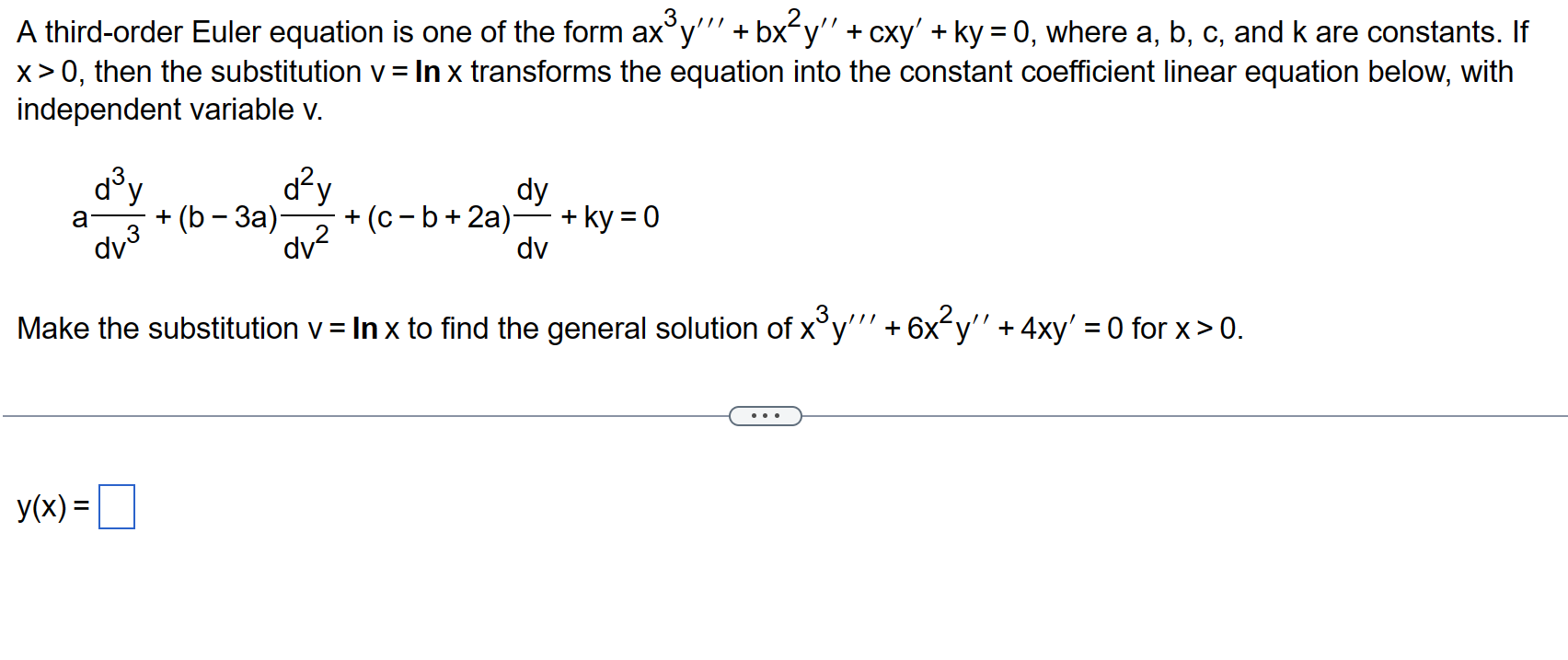 Solved A third-order Euler equation is one of the form | Chegg.com