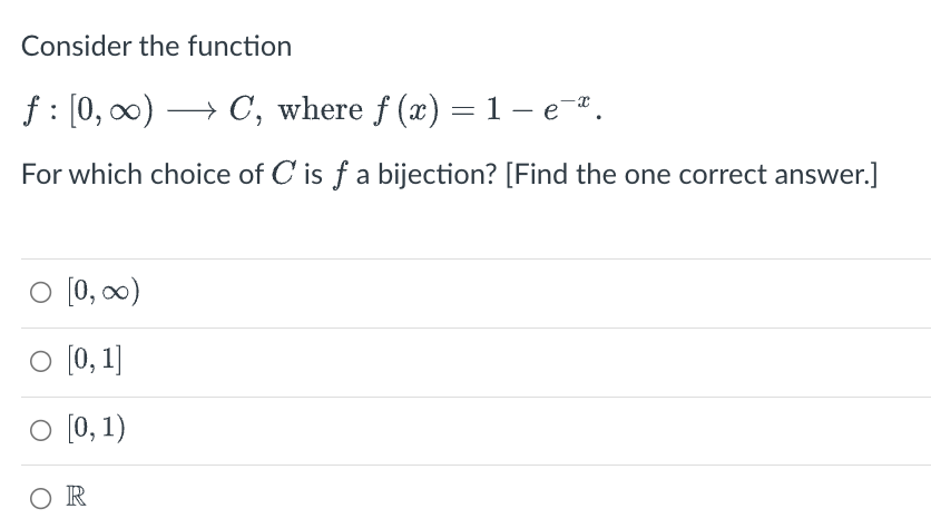Solved Consider the function f:[0,∞) C, where f(x)=1−e−x For | Chegg.com