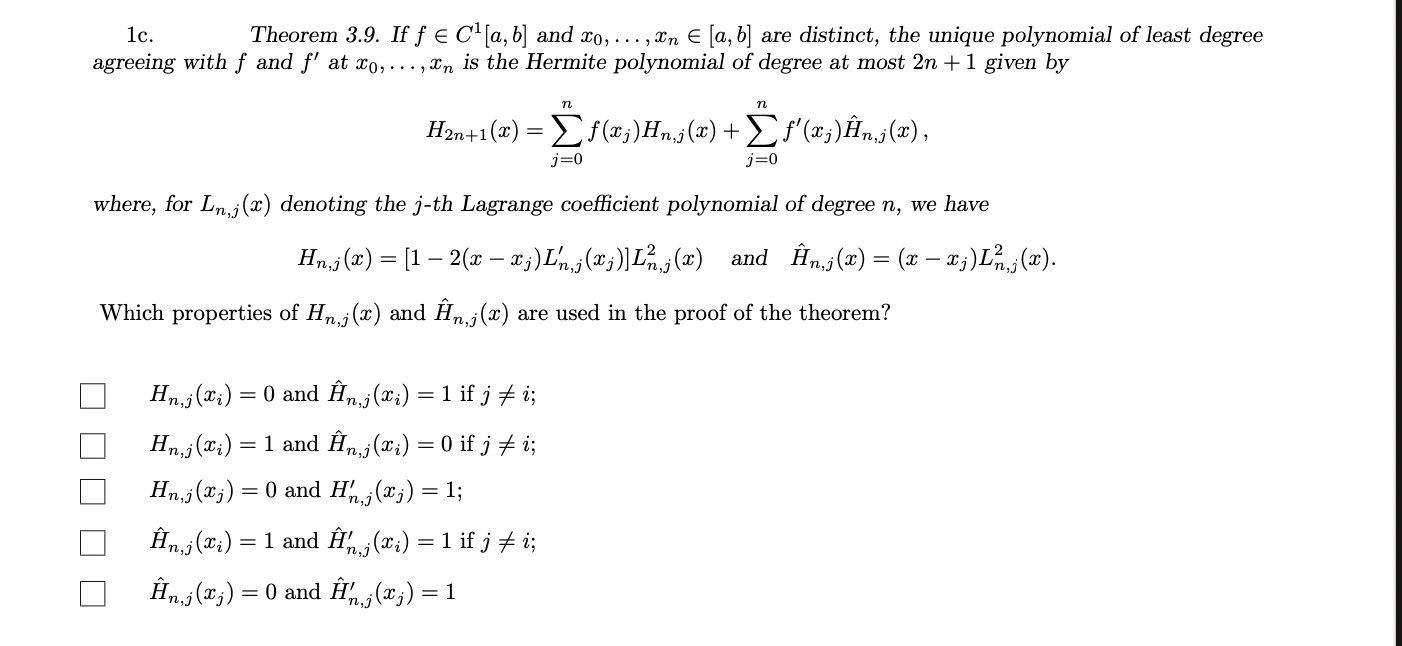 Solved lc. Theorem 3.9. If fe C?[a, b] and 20, ..., In € [a, | Chegg.com