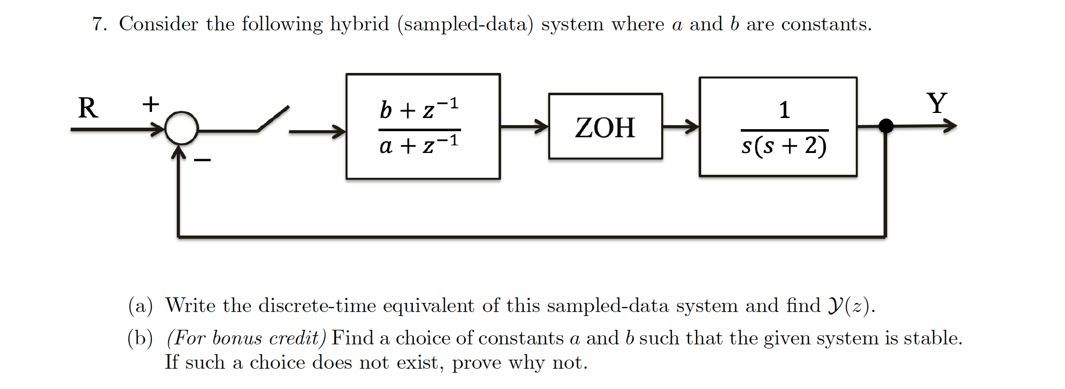 Solved 7. Consider the following hybrid (sampled-data) | Chegg.com