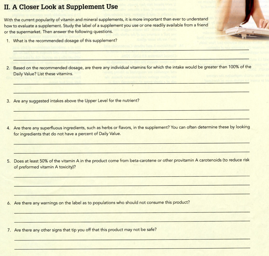 Solved II. A Closer Look at Supplement Use With the current | Chegg.com