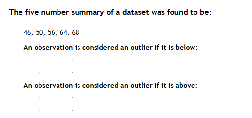 Solved The five number summary of a dataset was found to be: | Chegg.com