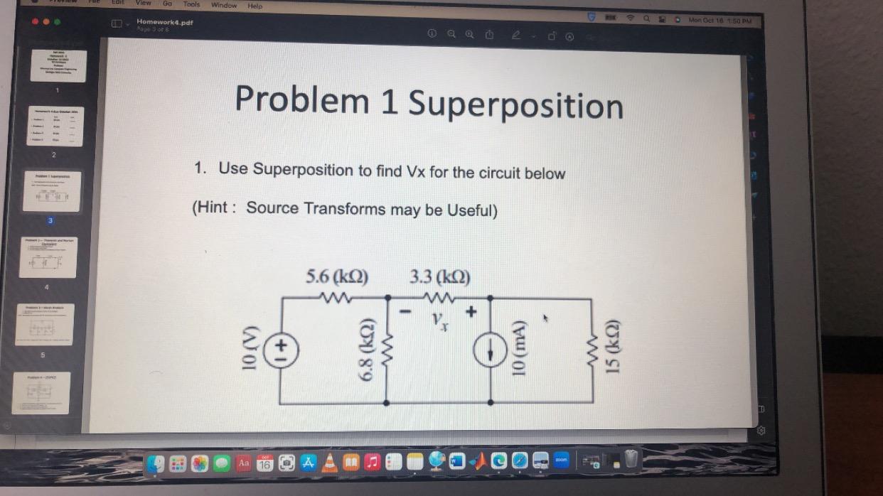 Solved 1. Use Superposition to find Vx for the circuit below | Chegg.com