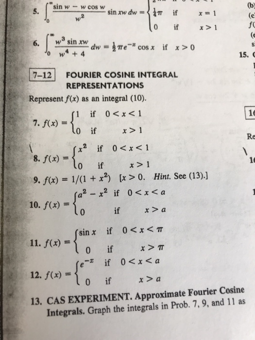 Solved Sin Ww Cos W 2 0 If X 1 1 7 12 Fourier Cosine