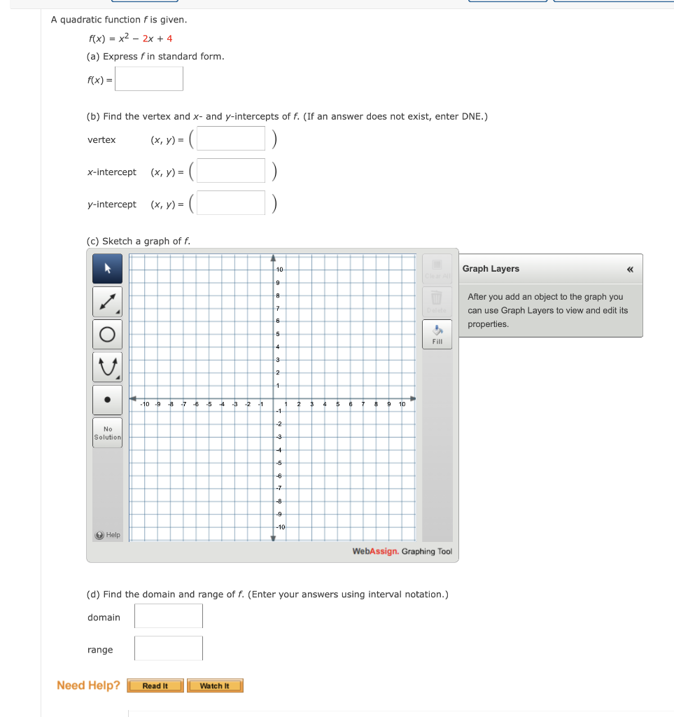 Solved A quadratic function f is given. f(x)=x2−2x+4 (a) | Chegg.com