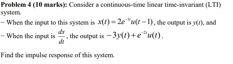 Solved Problem 4 10 Marks Consider A Continuous Time 6998