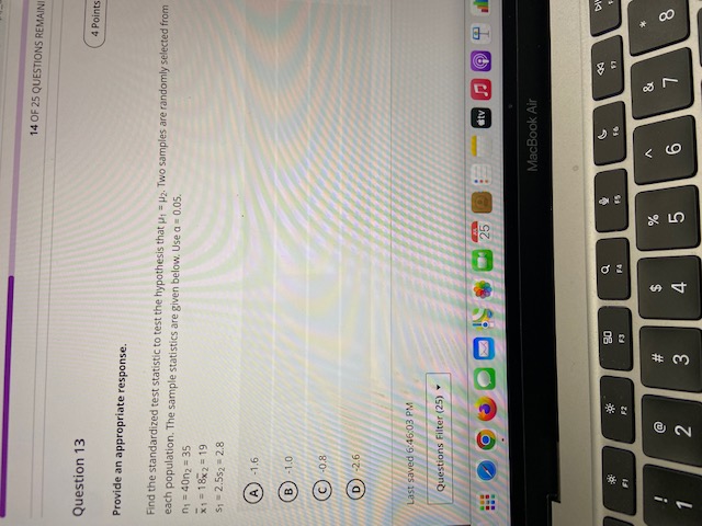 Solved Find The Standardized Test Statistic To Test The