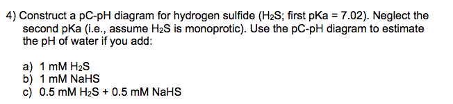 Solved 4) Construct a pC-pH diagram for hydrogen sulfide | Chegg.com