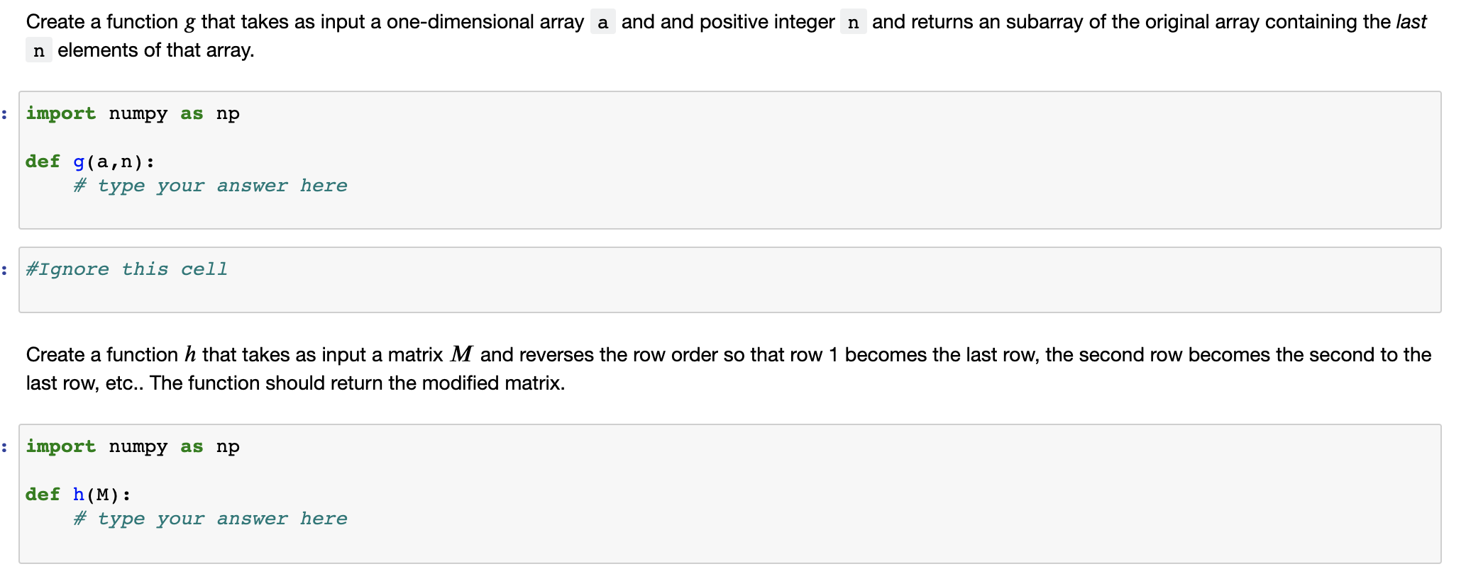 Solved Create a function g that takes as input a | Chegg.com