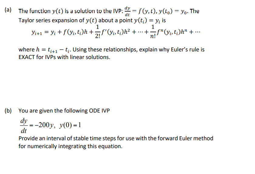 Solved dt (a) The function y(t) is a solution to the IVP: = | Chegg.com