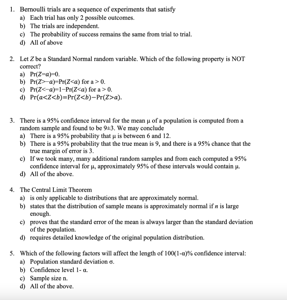 Solved 1. Bernoulli trials are a sequence of experiments | Chegg.com