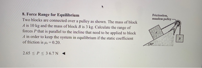 Solved 8. Force Range for Equilibrium Two blocks are | Chegg.com