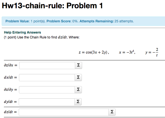 Solved Hw13-chain-rule: Problem 1 Problem Value: 1 point(s). | Chegg.com Solved Hw13-chain-rule: Problem 1 Problem Value: 1 point(s). | Chegg.com