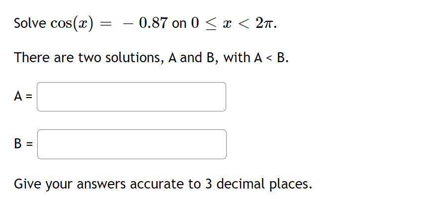 Solved Solve 2 cos´(t) – cos(t) – 3 = 0 for all solutions. = | Chegg.com