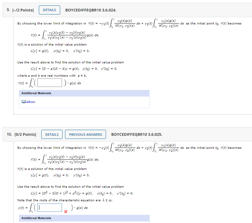 Solved 9. [-12 Points] DETAILS BOYCEDIFFEQBR10 3.6.024. By | Chegg.com