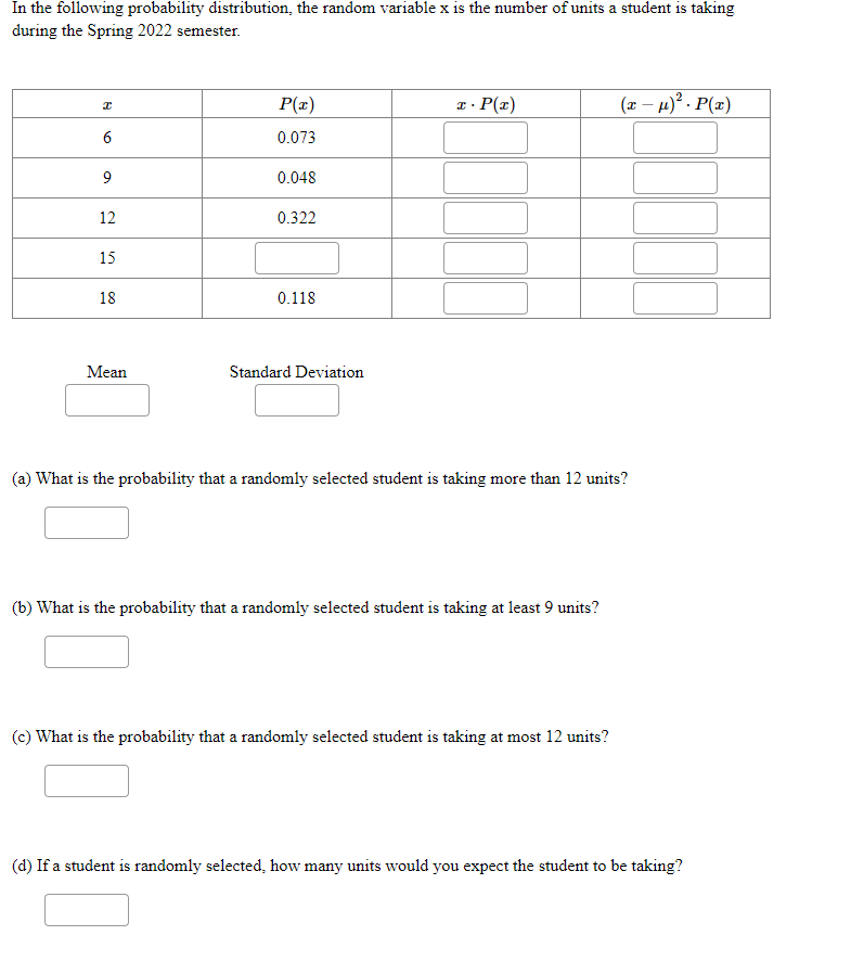 In the following probability distribution, the random | Chegg.com