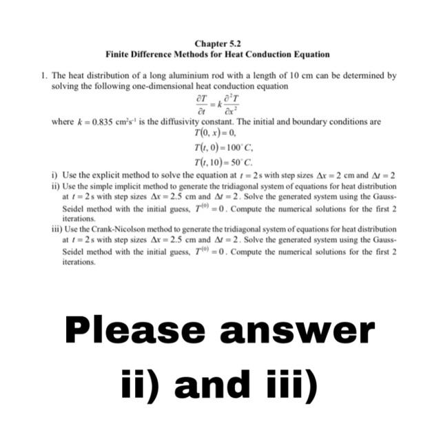 Solved Finite Difference Methods For Heat Conduction