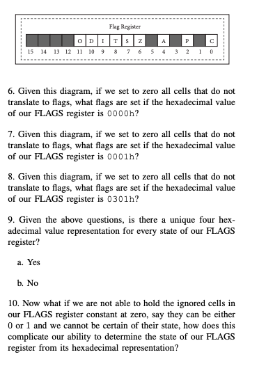 Solved Flag Register 15 14 13 12 11 10 9 8 7 6 5 4 3 2 1 6. | Chegg.com