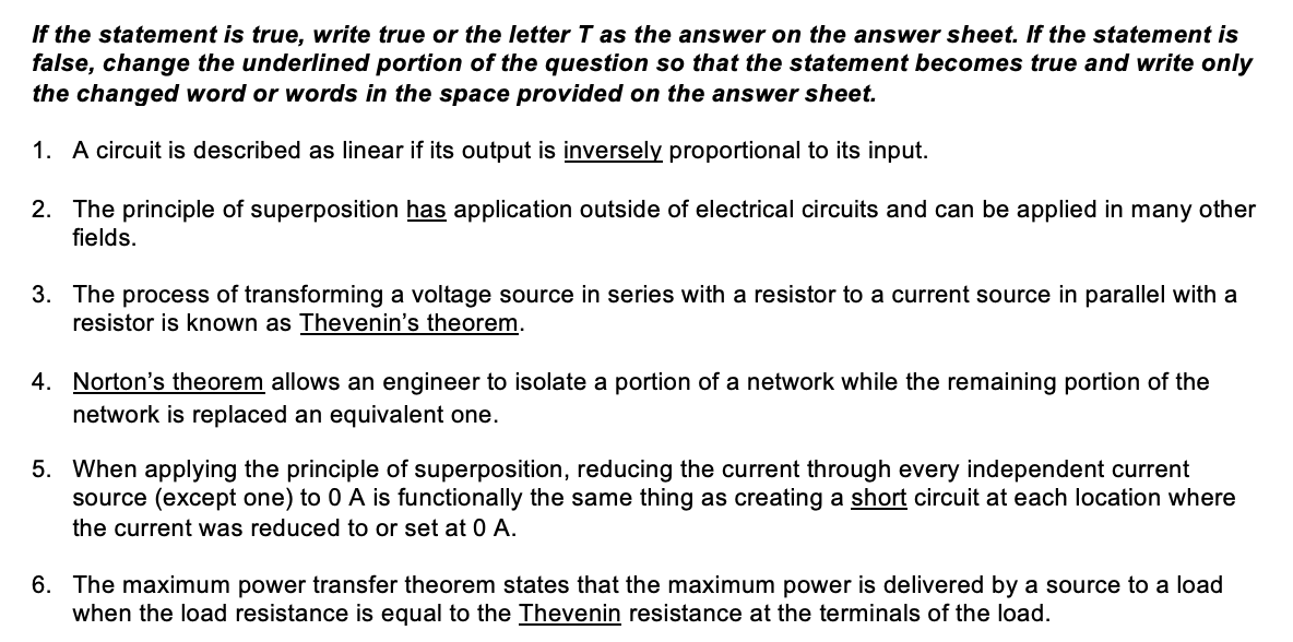 Solved If the statement is true, write true or the letter T | Chegg.com