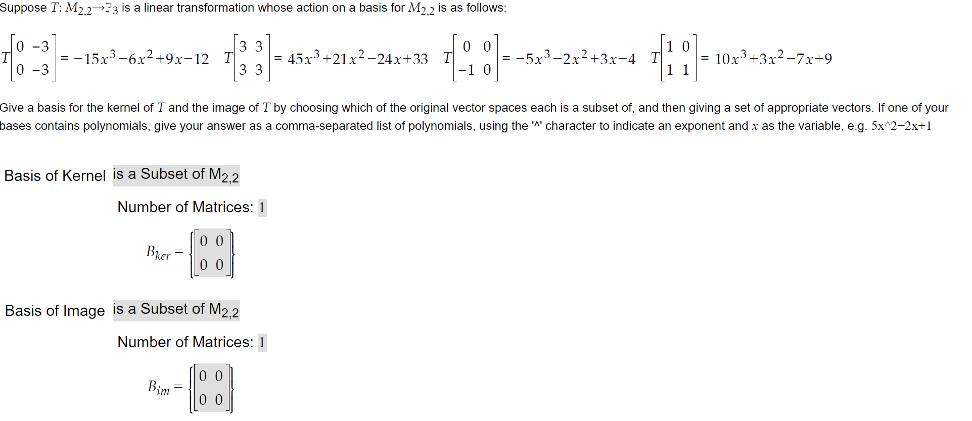 Solved Suppose T: M2,2P3 is a linear transformation whose | Chegg.com