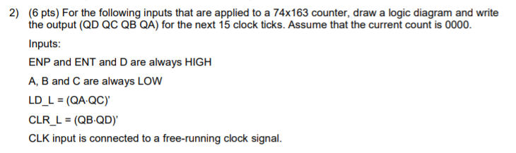 Solved 2) (6 pts) For the following inputs that are applied | Chegg.com