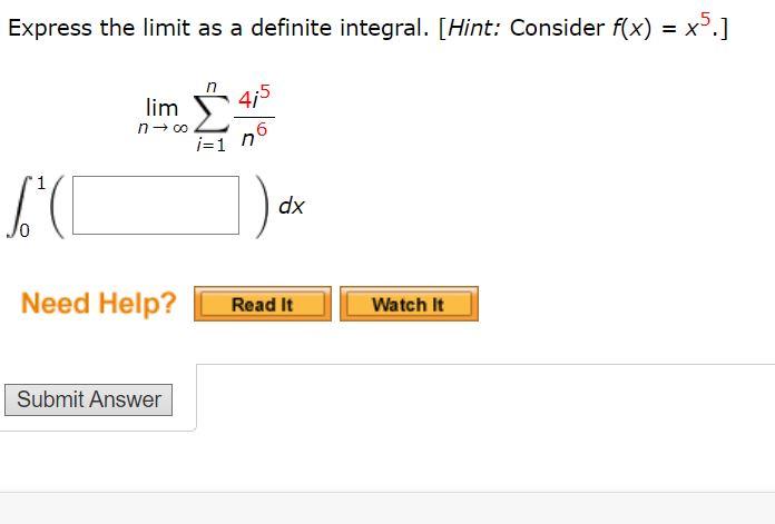 Solved Express the limit as a definite integral. [Hint: | Chegg.com
