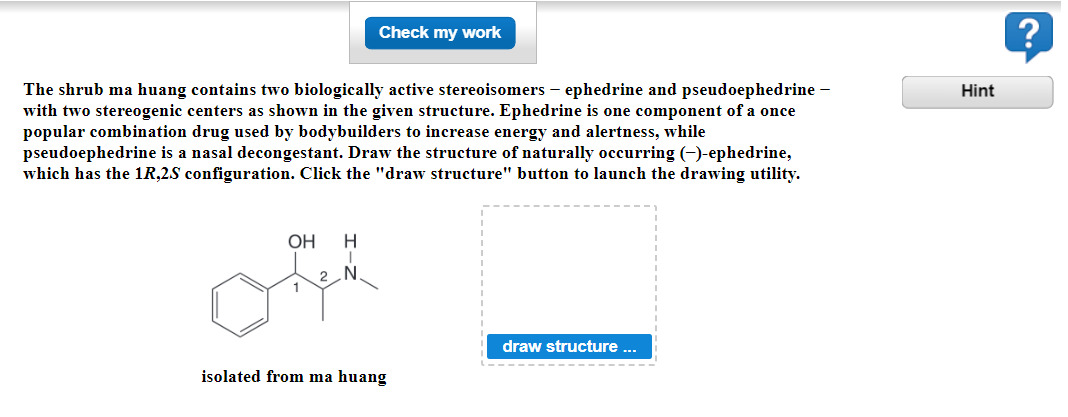 Solved The shrub ma huang contains two biologically active | Chegg.com