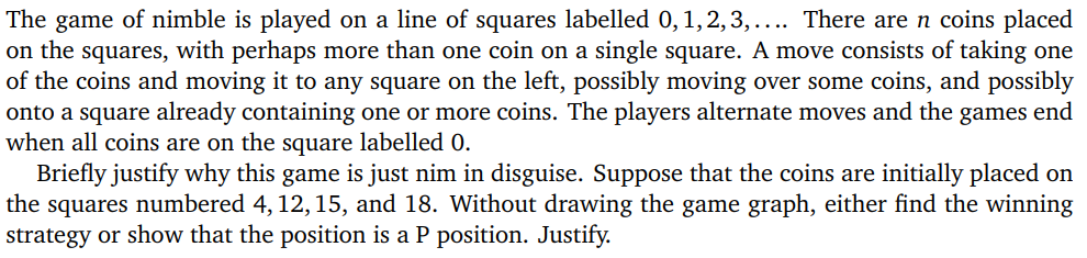 Solved The game of nimble is played on a line of squares | Chegg.com