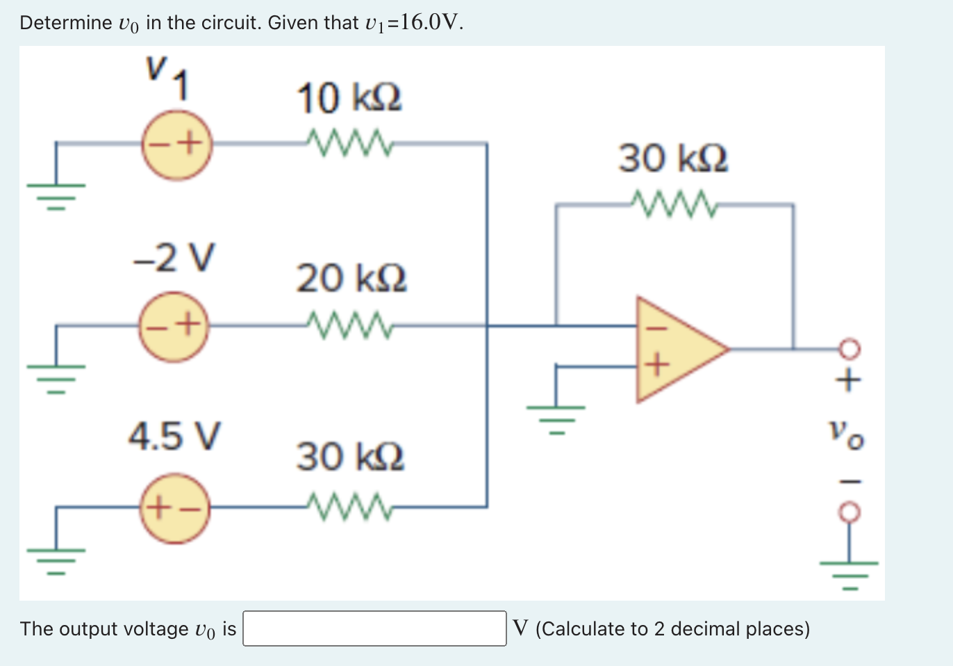 Solved Determine V0 In The Circuit Given That V1160 V 
